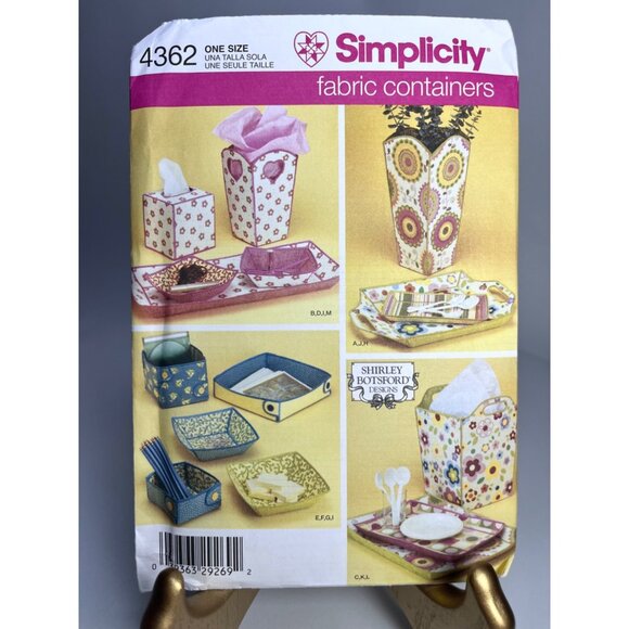 Simplicity | Office | Vintage Simplicity 4362 Fabric Container Shirley ...